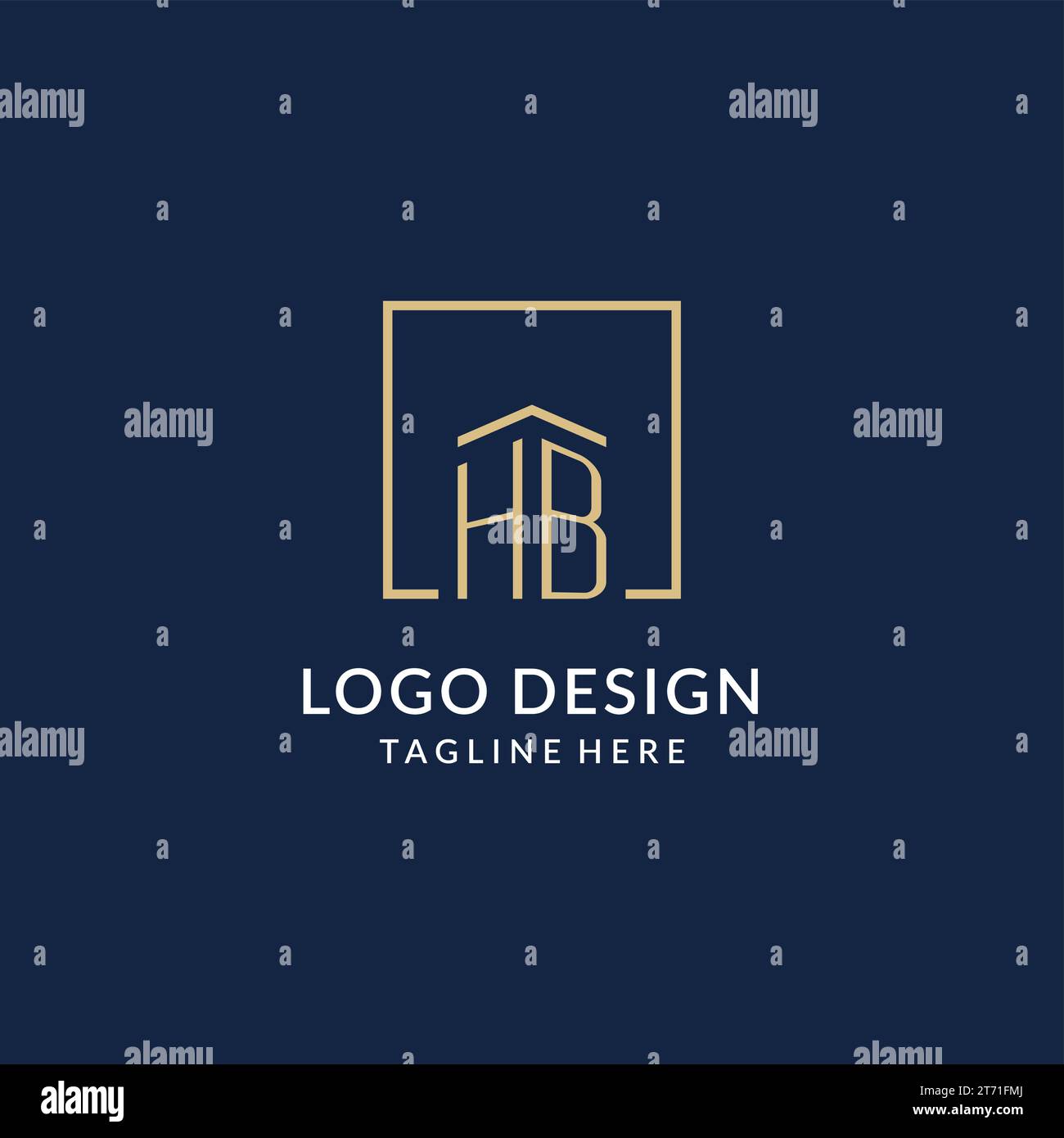 Initial HB square lines logo, modern and luxury real estate logo design ...