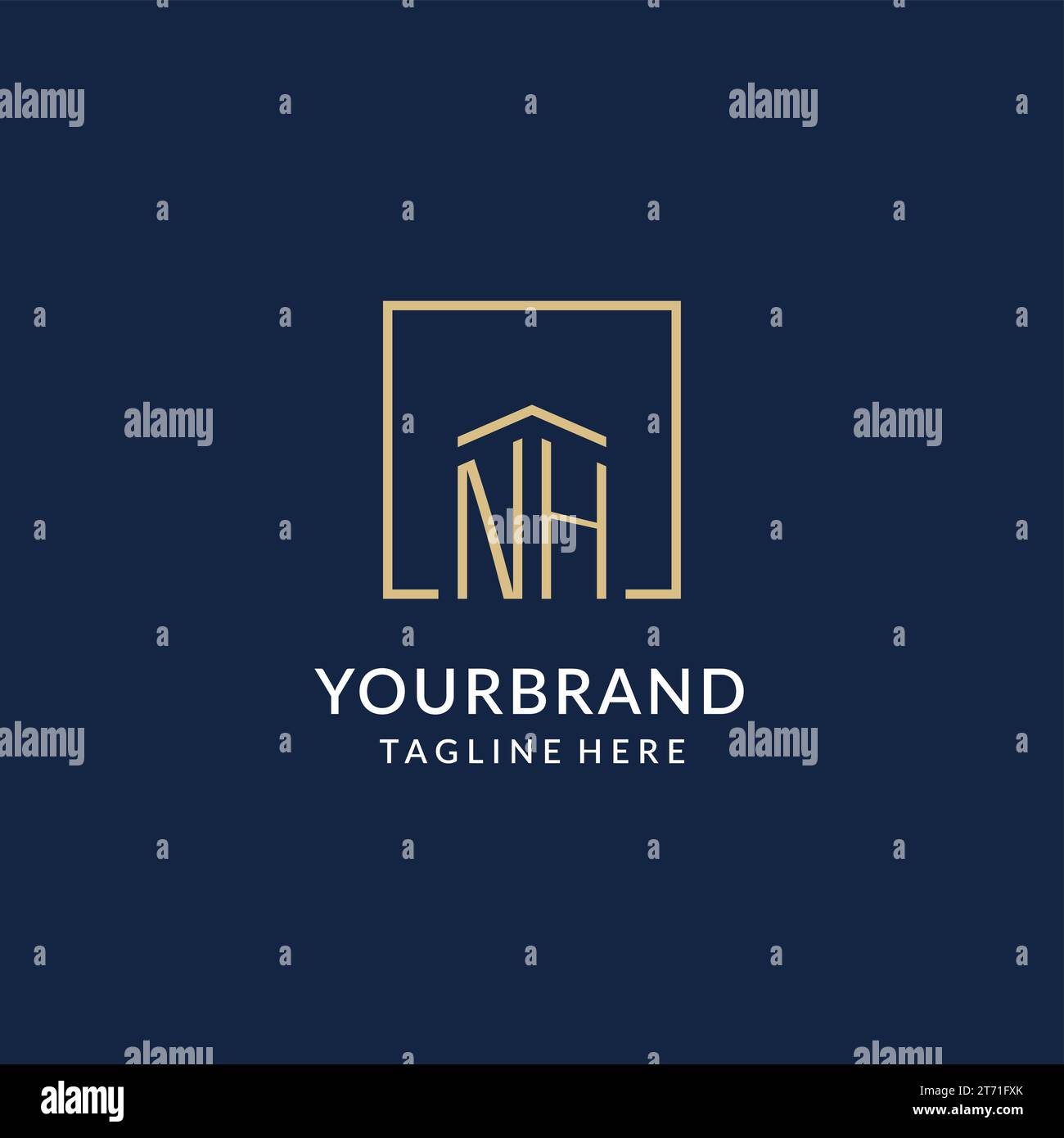 Initial NH square lines logo, modern and luxury real estate logo design ...