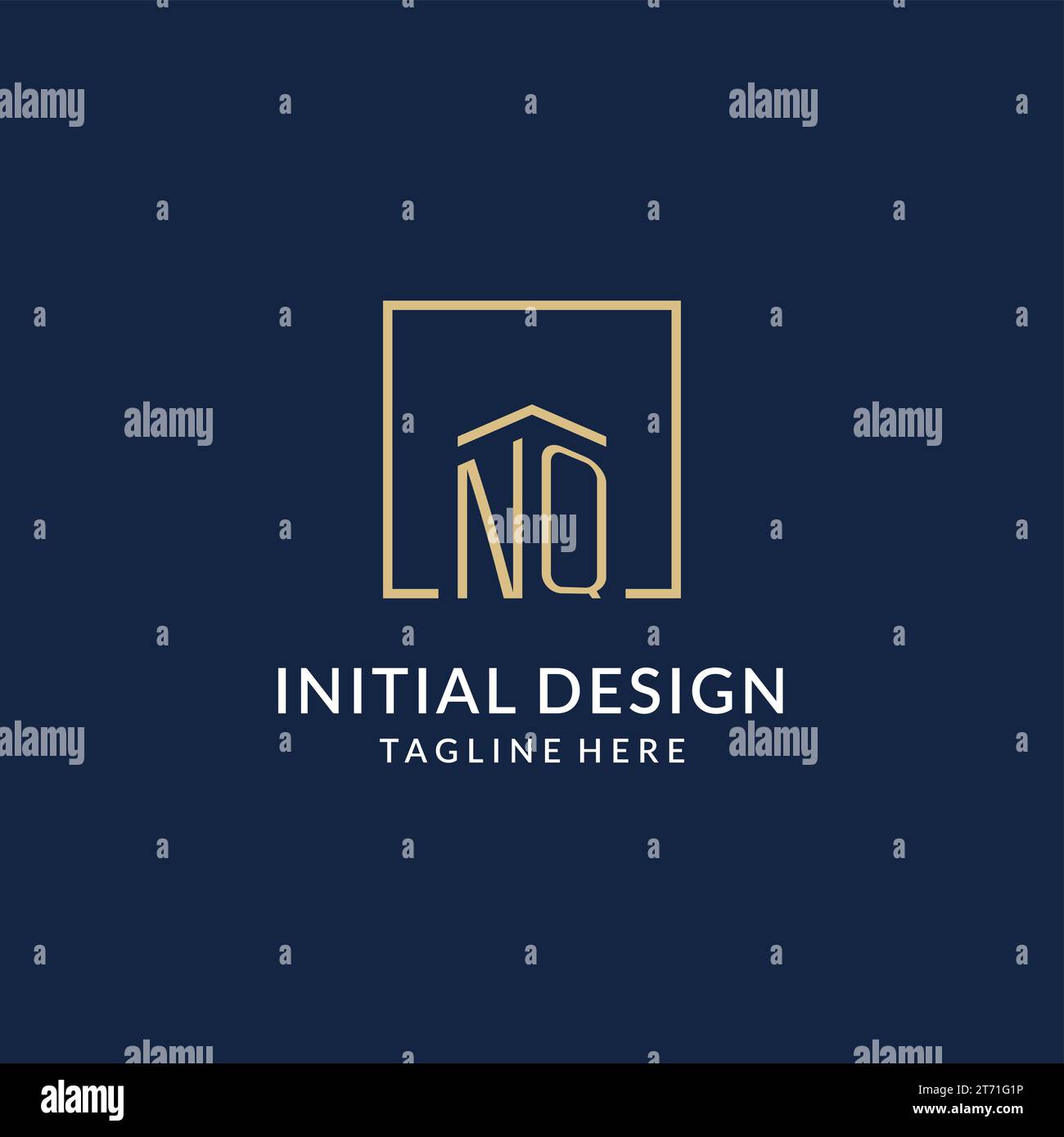 Initial NQ square lines logo, modern and luxury real estate logo design ...