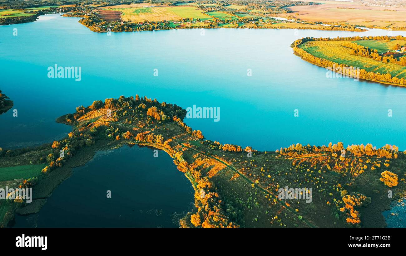 Aerial View Of Lakes Rivers Islands And Countryside Landscape Stock ...