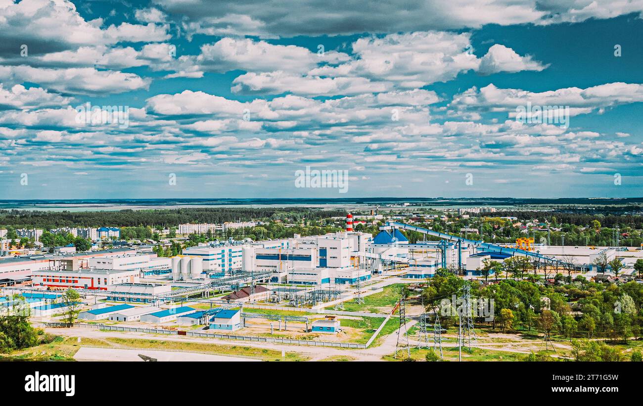 Aerial View Of Old Plant Or Factory. Bird's-eye View Summer Drone Stock ...