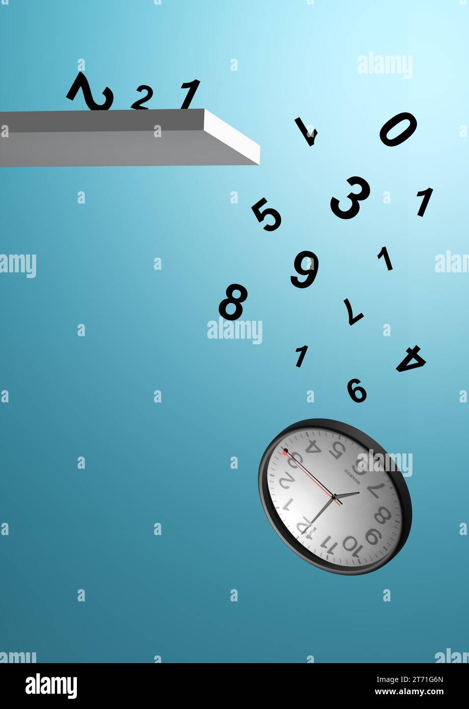 Time is running out, countdown, deadline or time flies concepts. A clock falling from a shelf ...