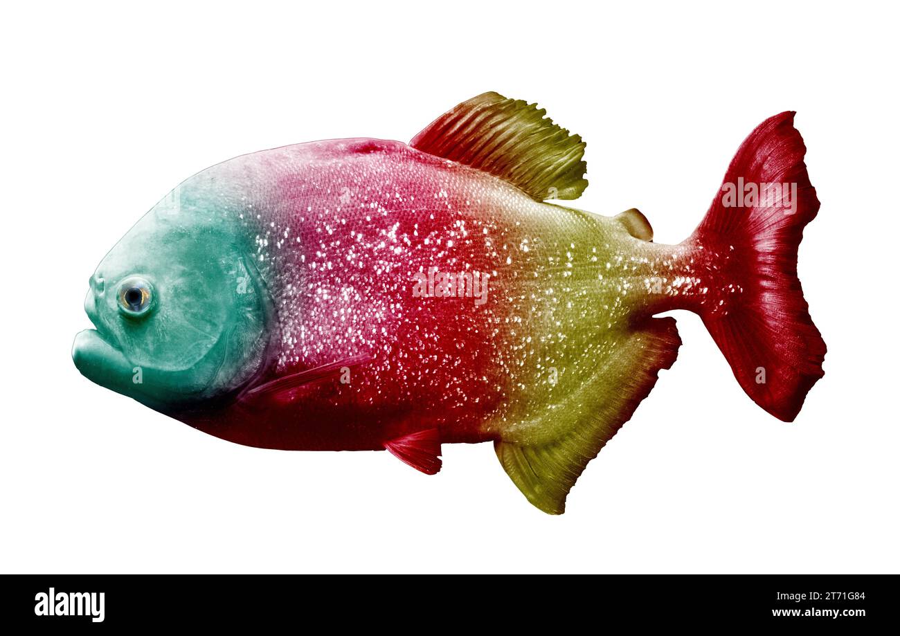 Side view of a pirahna isolated on white background Stock Photo - Alamy