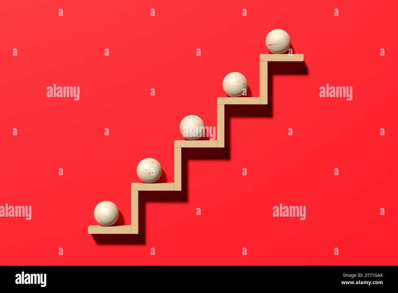 Ladder of success and career advancement concepts. Wooden spheres on ...