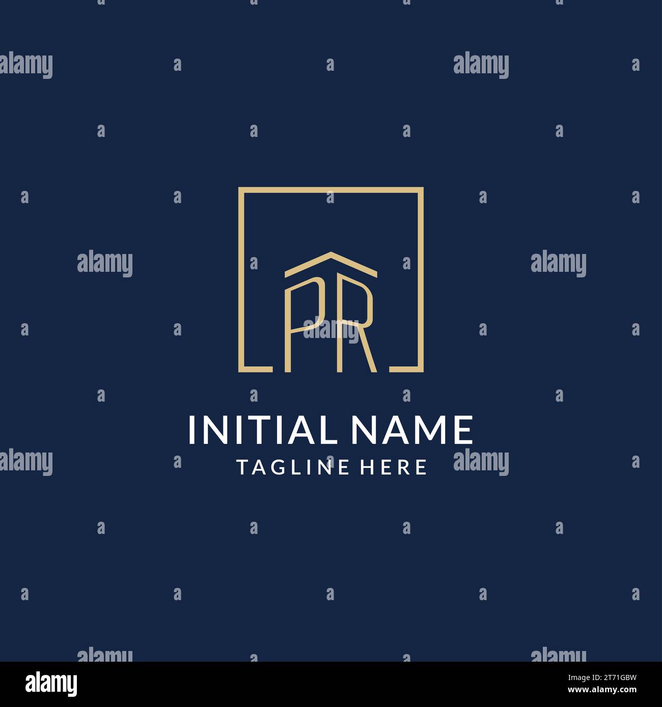 Initial PR square lines logo, modern and luxury real estate logo design ...