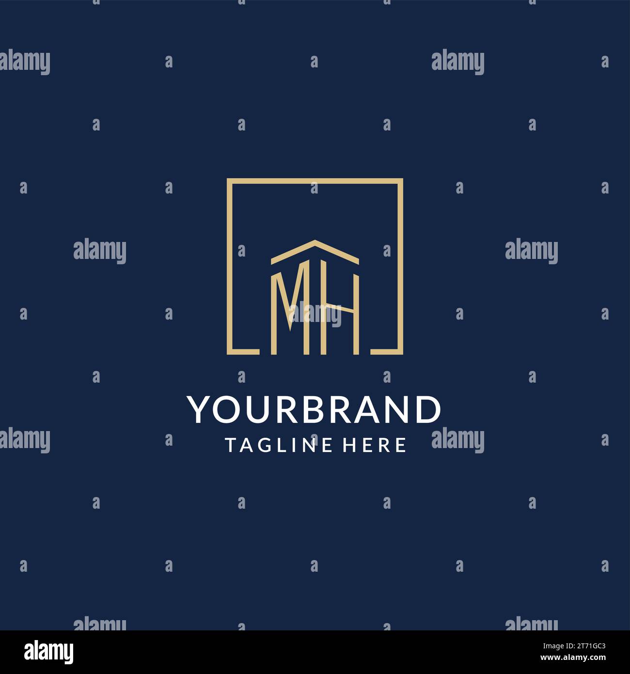 Initial MH square lines logo, modern and luxury real estate logo design ...