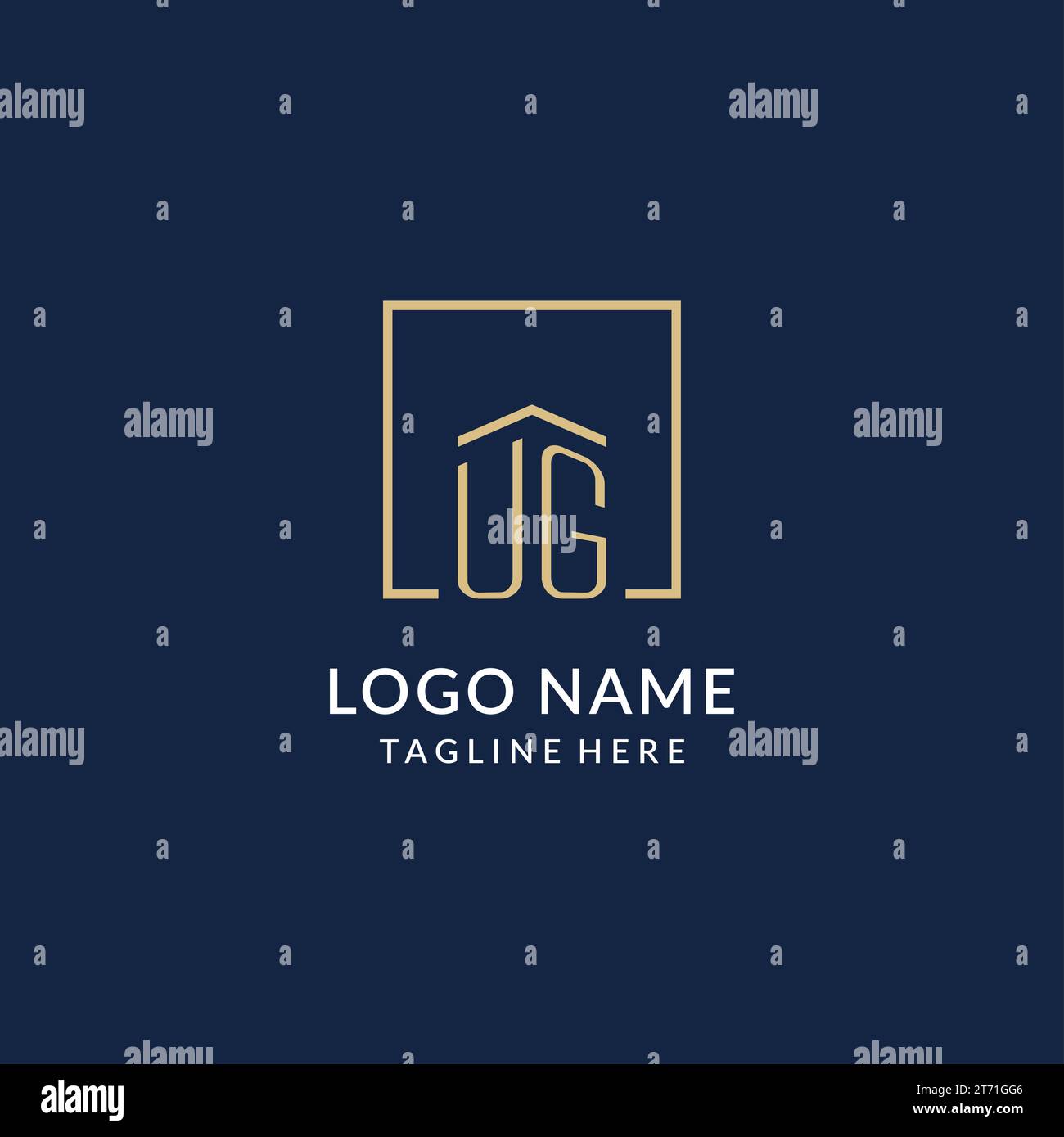 Initial UG square lines logo, modern and luxury real estate logo design ...