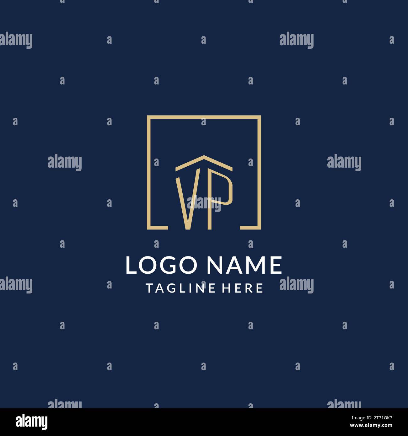 Initial VP square lines logo, modern and luxury real estate logo design ...