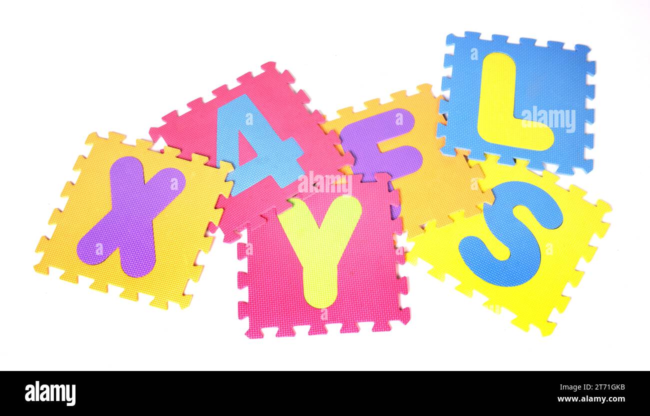 Alphabet puzzle pieces isolated on a white background Stock Photo - Alamy