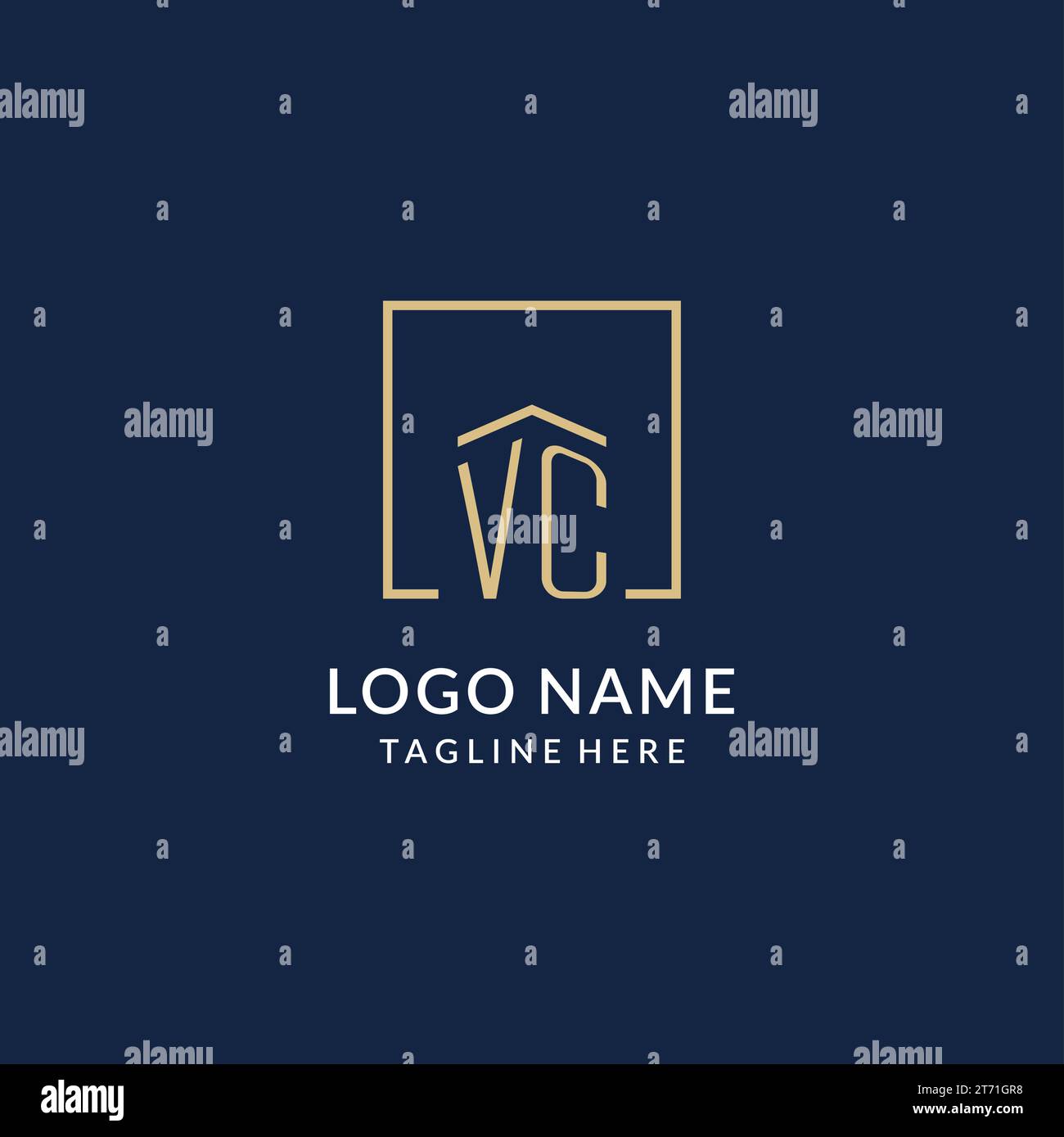 Initial VC square lines logo, modern and luxury real estate logo design ...