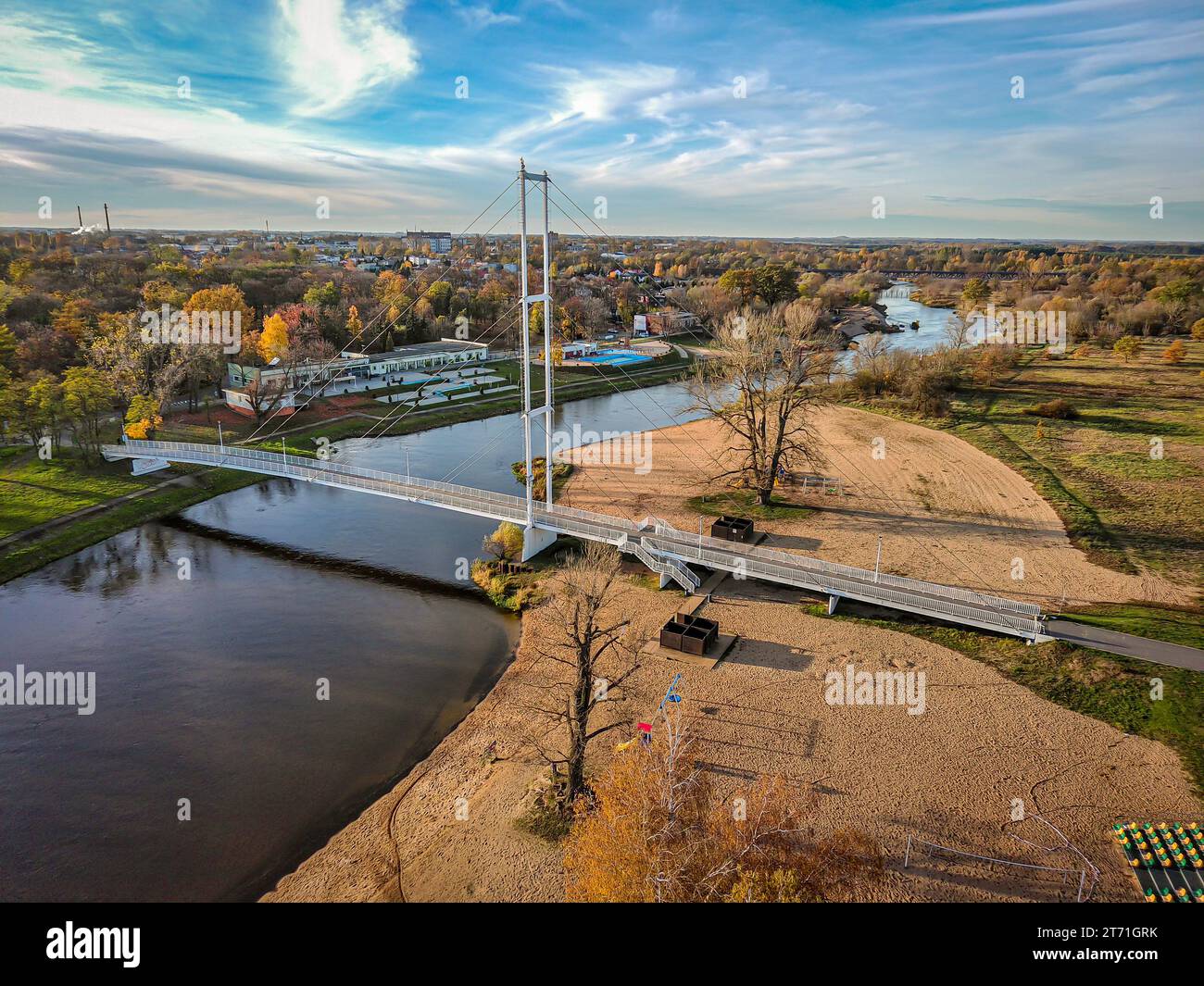 White Bridge in Sieradz on the Warta River, Poland Stock Photo - Alamy