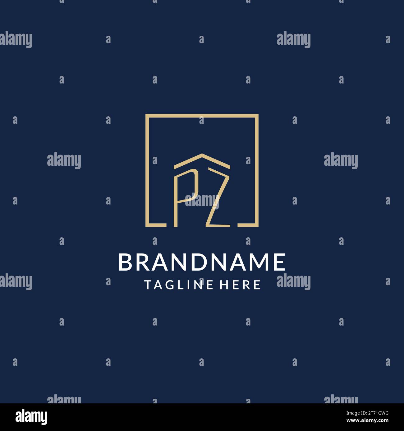Initial PZ square lines logo, modern and luxury real estate logo design ...