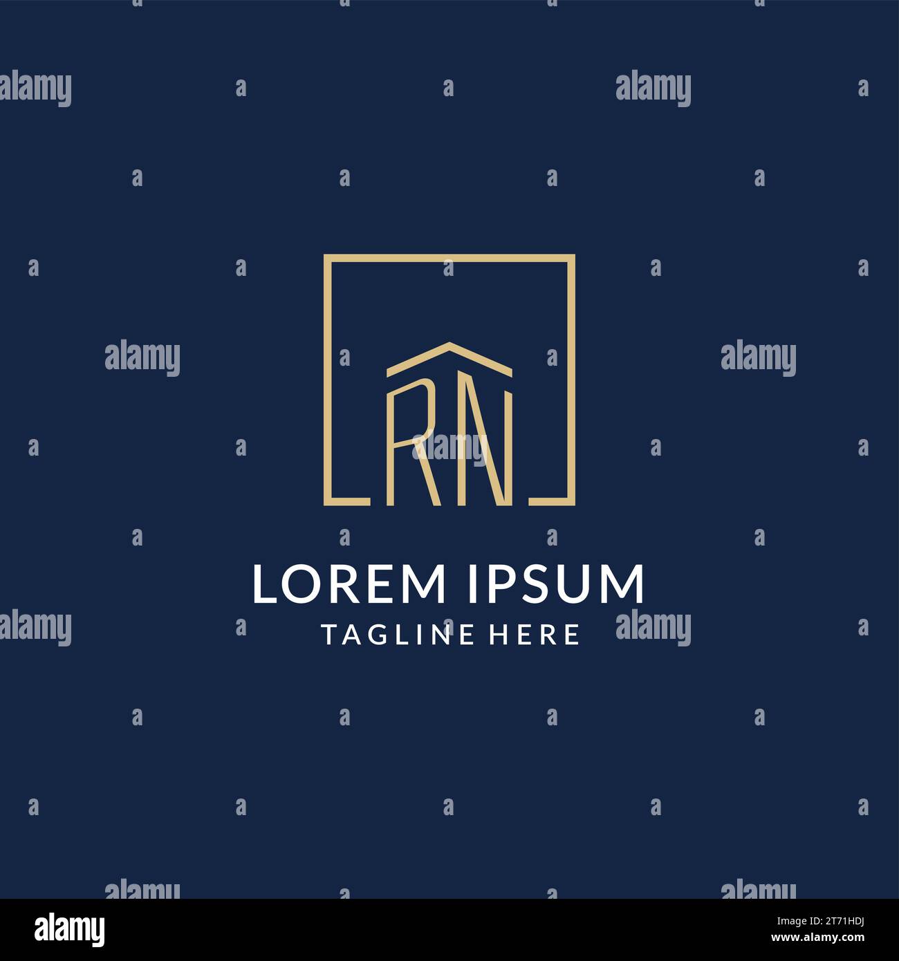 Initial RN square lines logo, modern and luxury real estate logo design ...