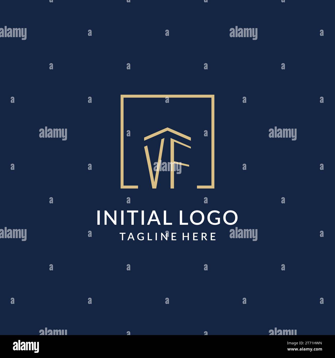 Initial VF square lines logo, modern and luxury real estate logo design ...