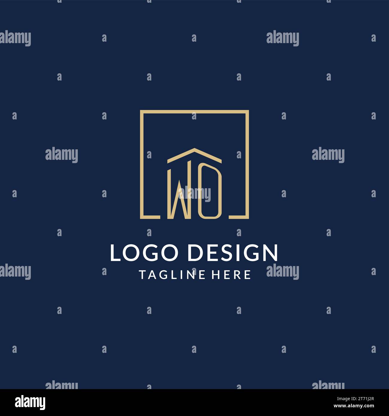 Initial WO square lines logo, modern and luxury real estate logo design ...