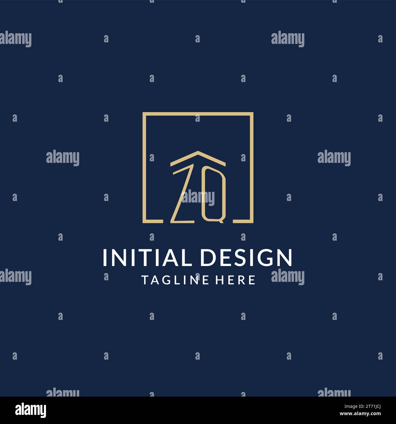 Initial ZQ square lines logo, modern and luxury real estate logo design ...