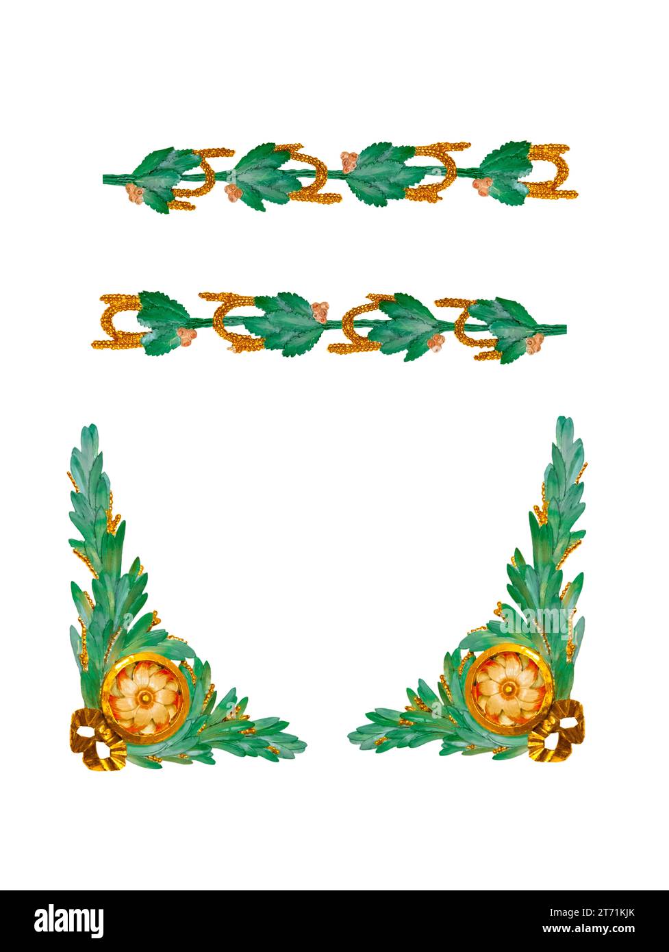 medieval plaster details and ceiling paintings detail covered with gold ...