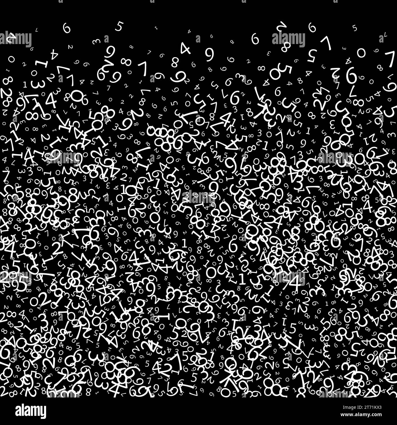 Falling numbers, big data concept. Binary white messy flying digits ...