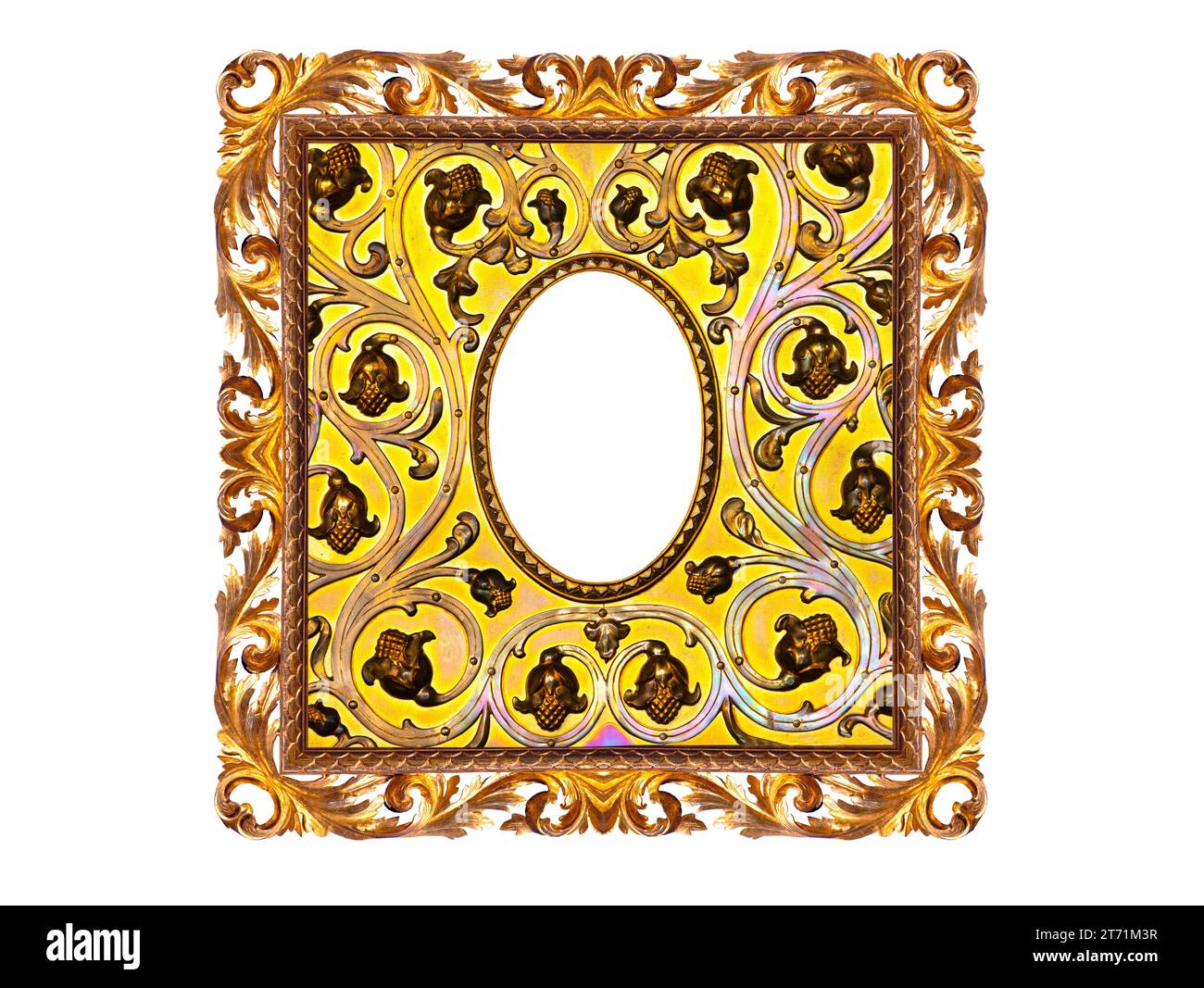 medieval golden frame with passepartout isolated on white background ...