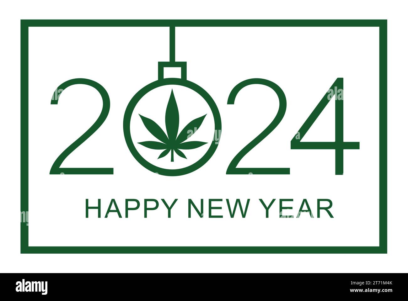 Happy New Year 2024 - New Year background with marijuana leaf. Isolated ...