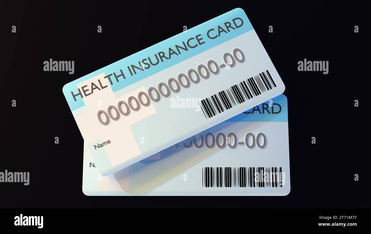 Isolated pile of insurance cards on a black background in 3D rendering ...