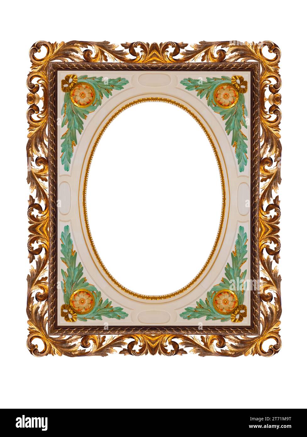 medieval golden frame with passepartout isolated on white background ...