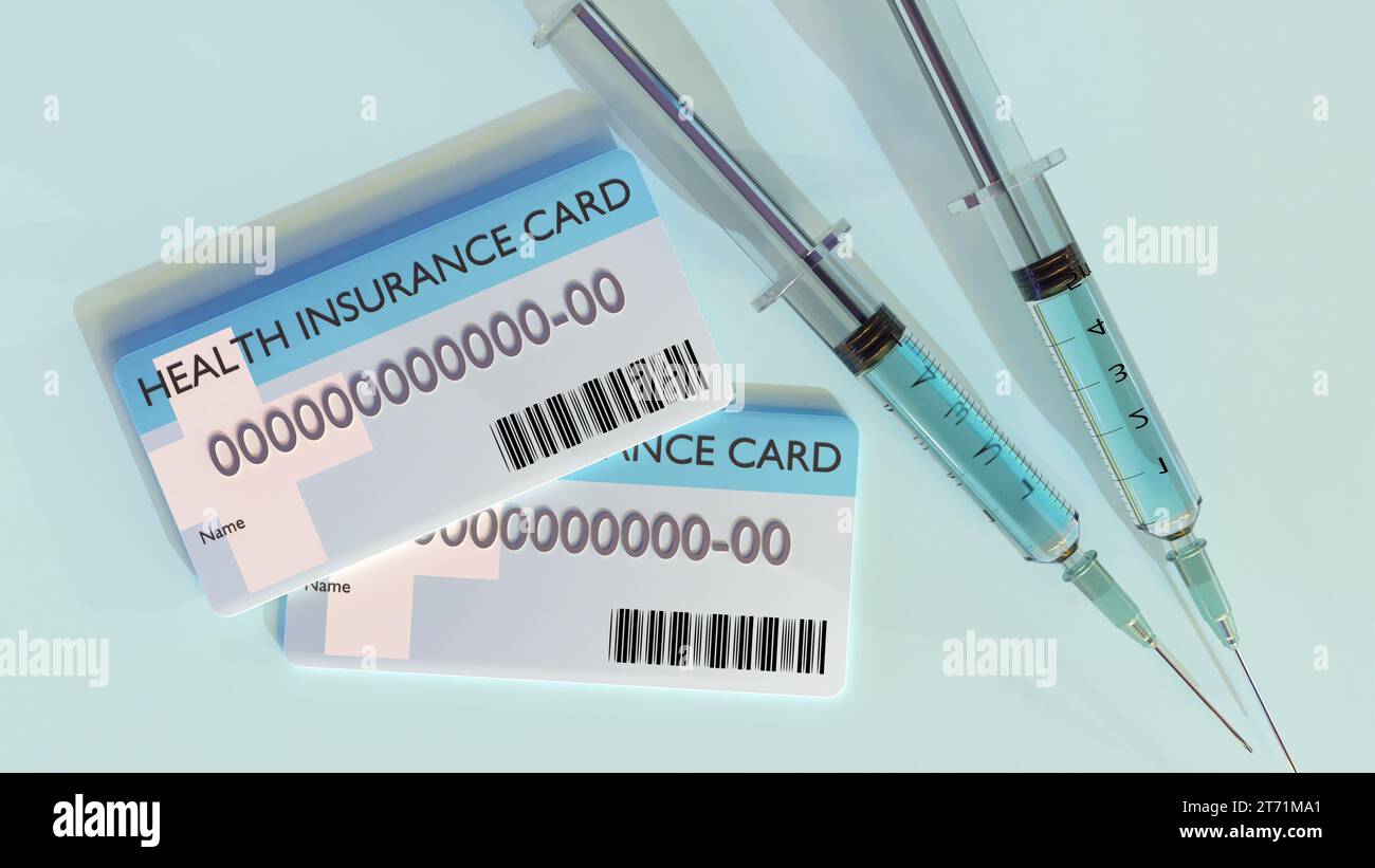 Isolated insurance card and medical syringe 3d rendering Stock Photo ...