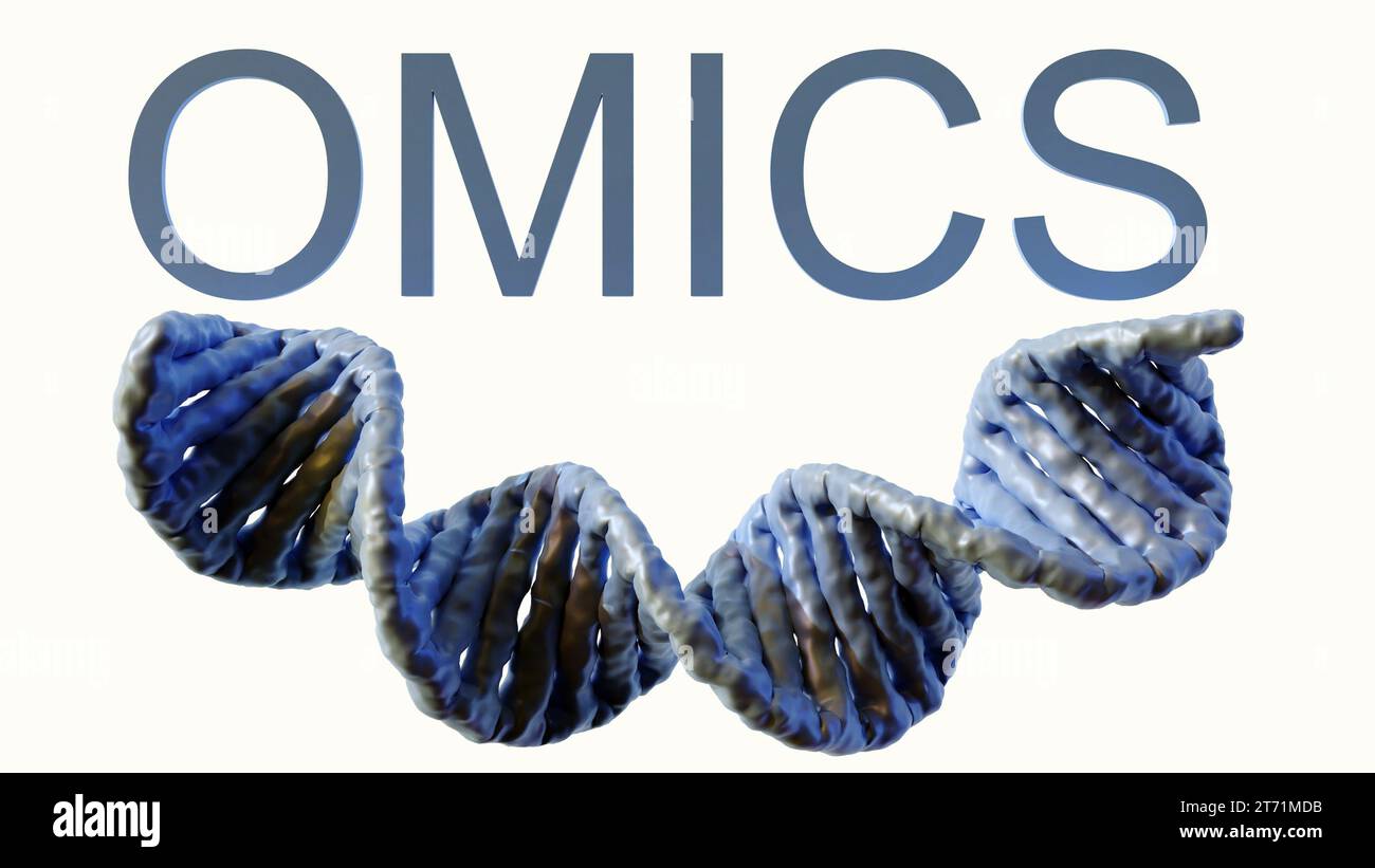 Omics in the white background with DNA strand 3d rendering Stock Photo ...