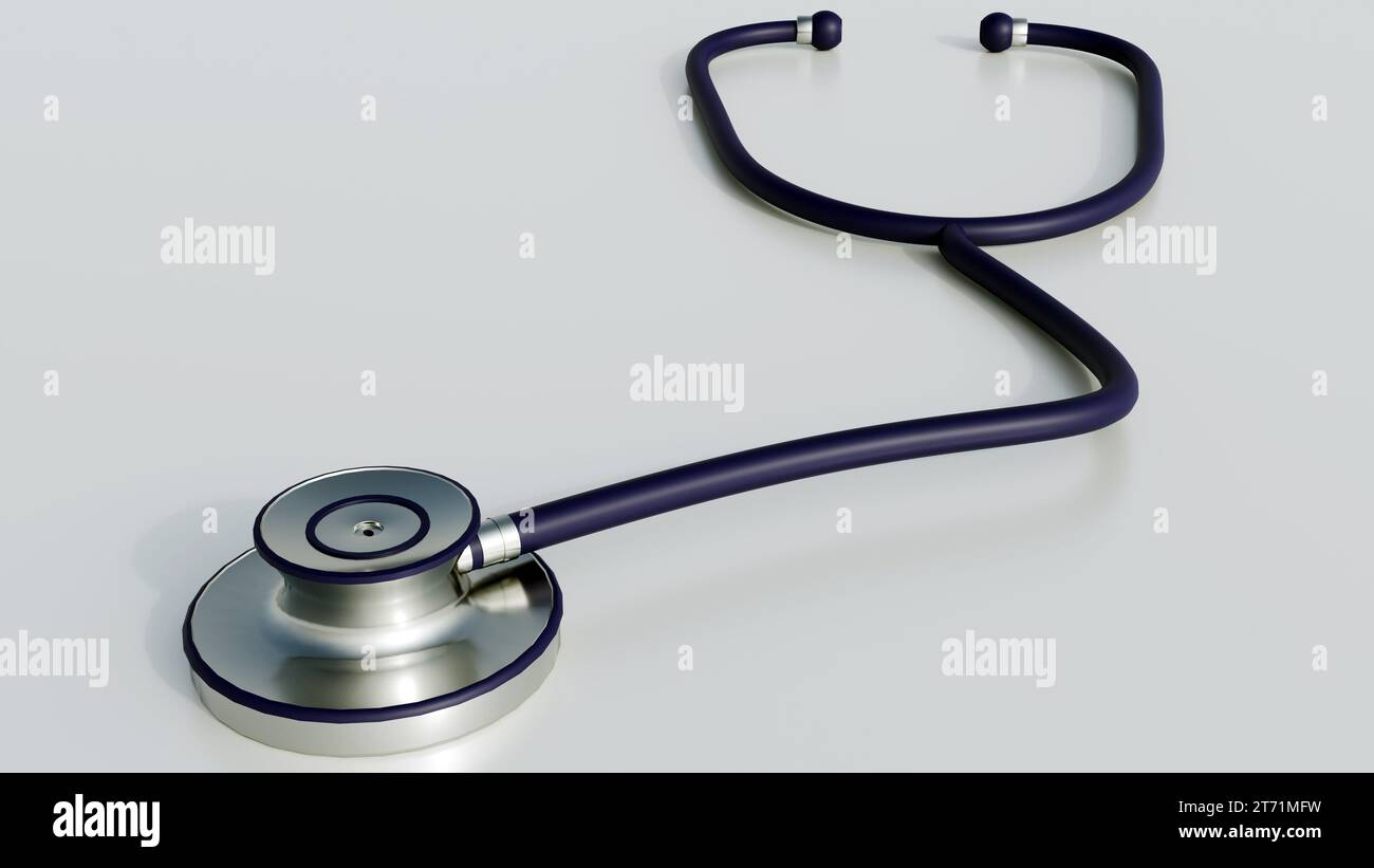 A single stethoscope on a white background. 3D rendering Stock Photo ...