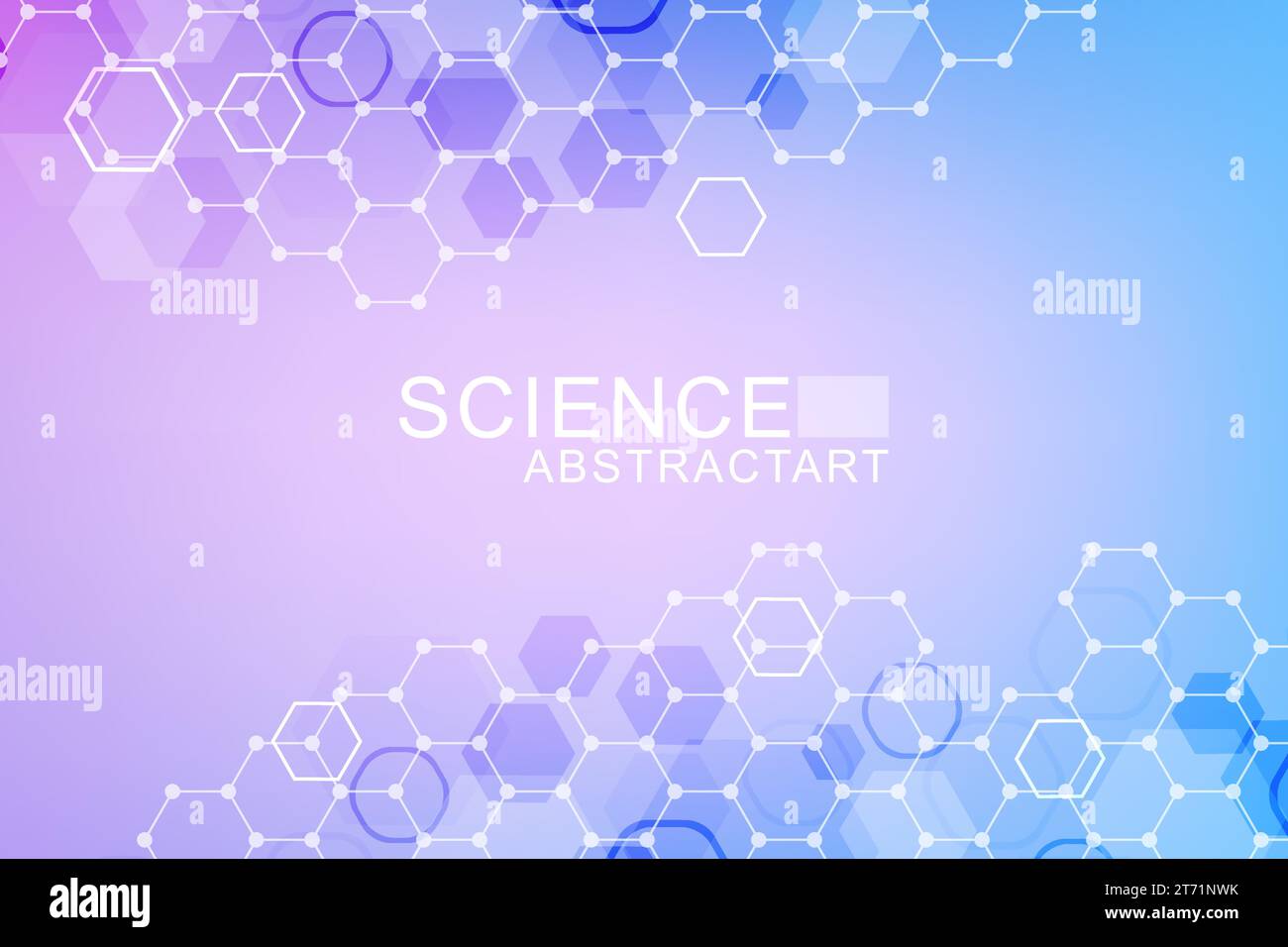 Modern scientific background with hexagons, lines and dots. Wave flow abstract background ...