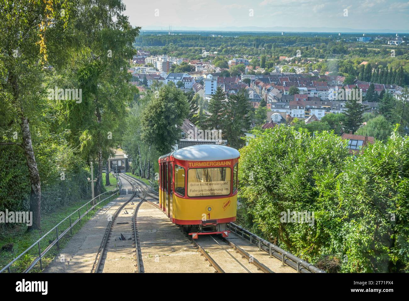Standseilbahn Turmbergbahn der VBK Verkehrsbetriebe Karlsruhe, Turmberg, Durlach, Karlsruhe ...