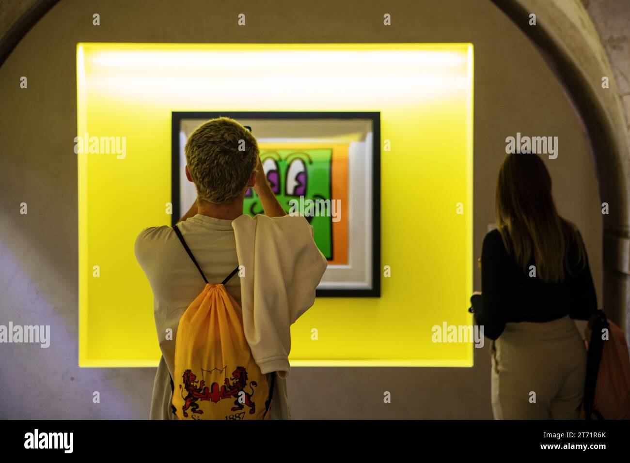 Exhibition of artwork by artist Keith Haring Painter, Parma Italy Stock ...
