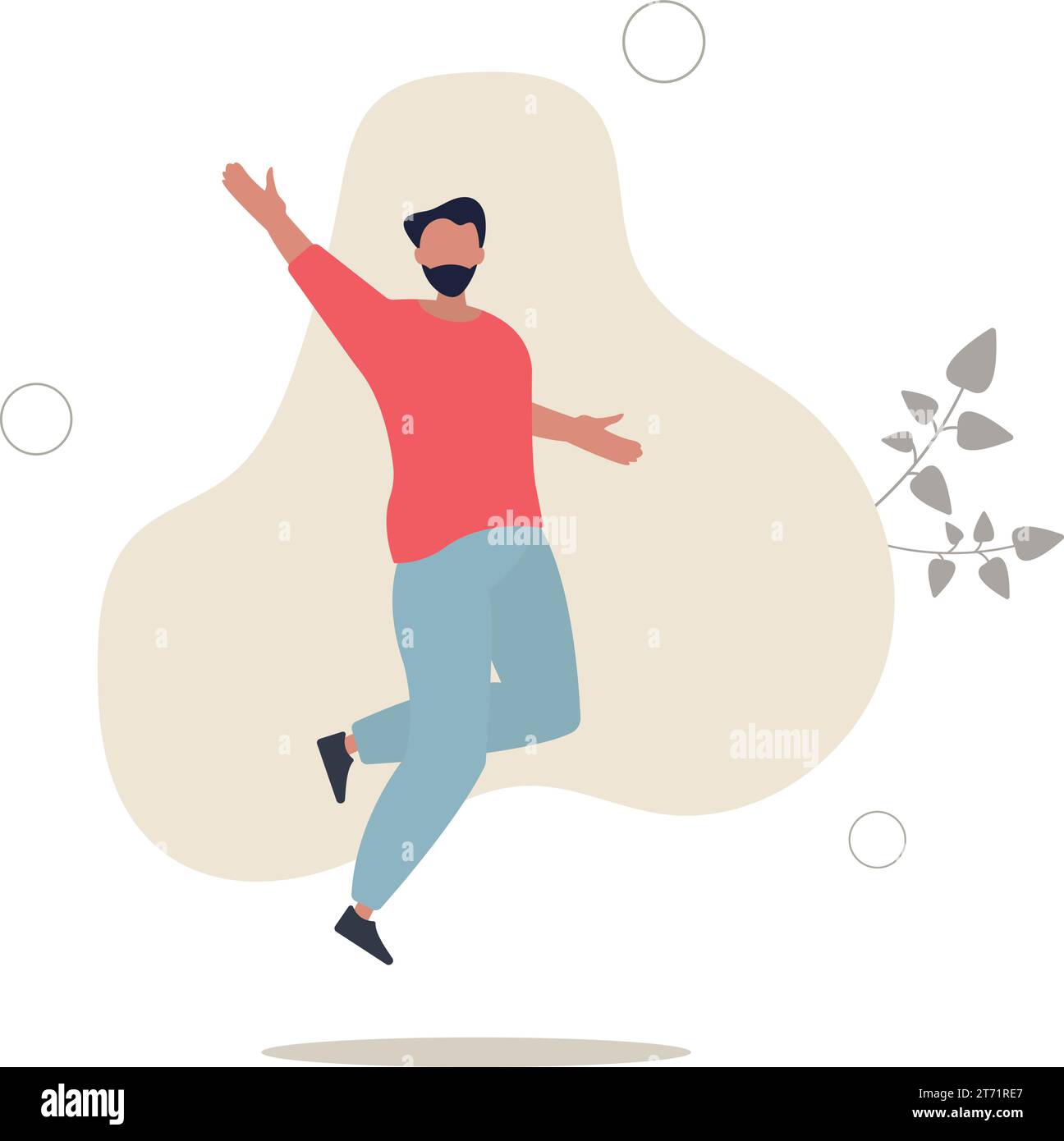 man jumping. Positive emotions.flat vector illustration.active people ...