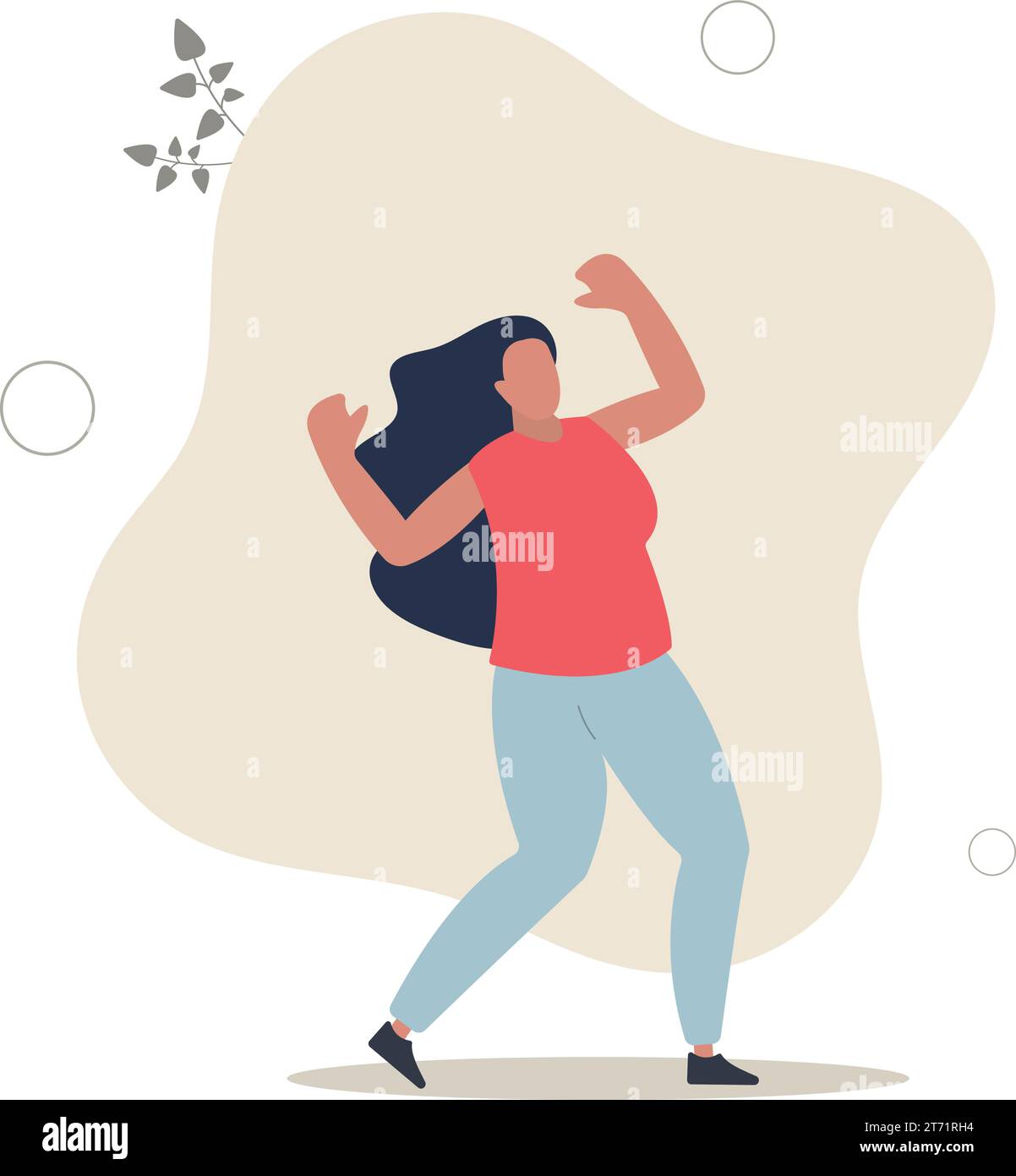 happy woman dancing. Positive emotions.active cartoon character.flat ...