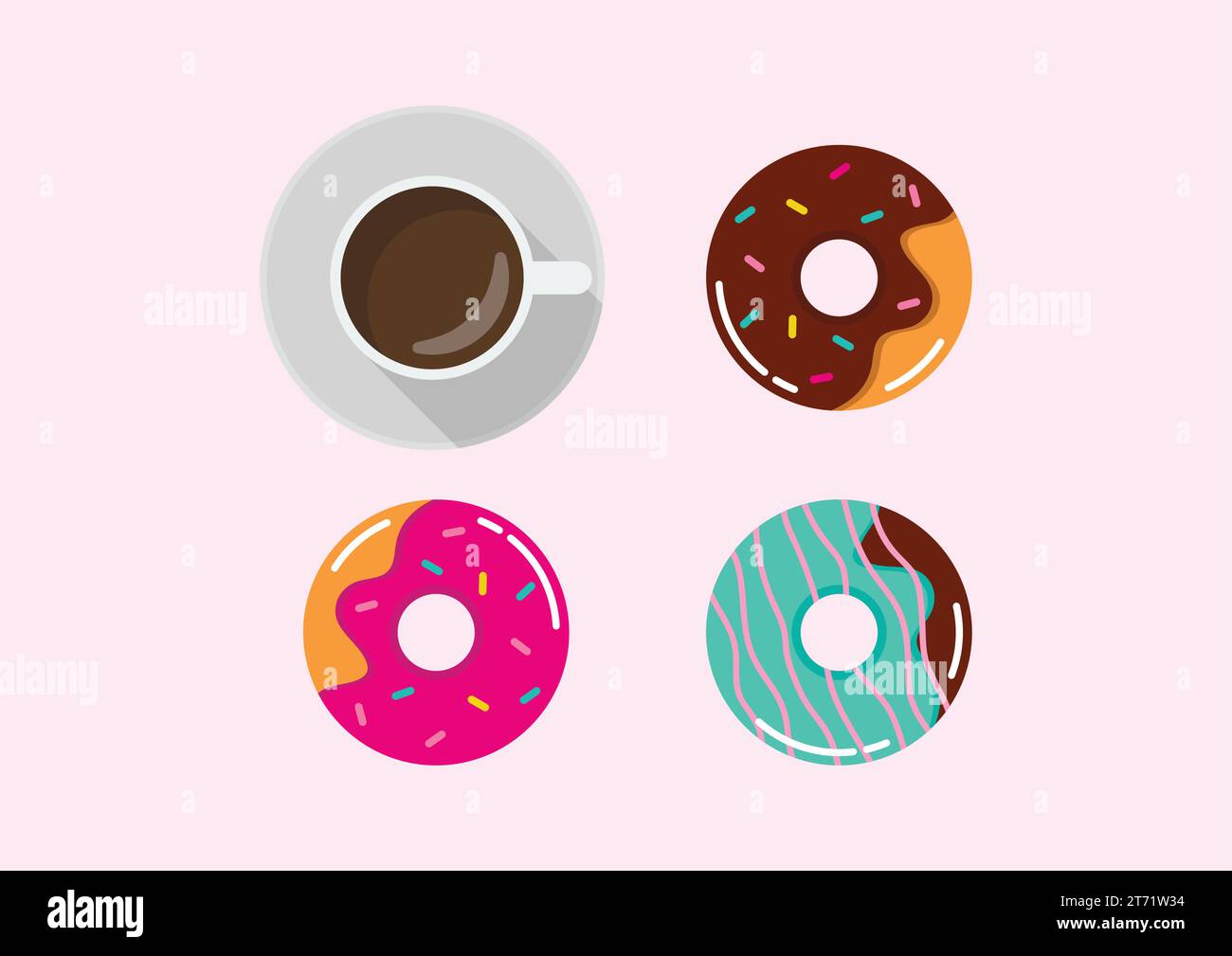 Collection of donuts with multicolored glaze. Sweet donuts vector ...