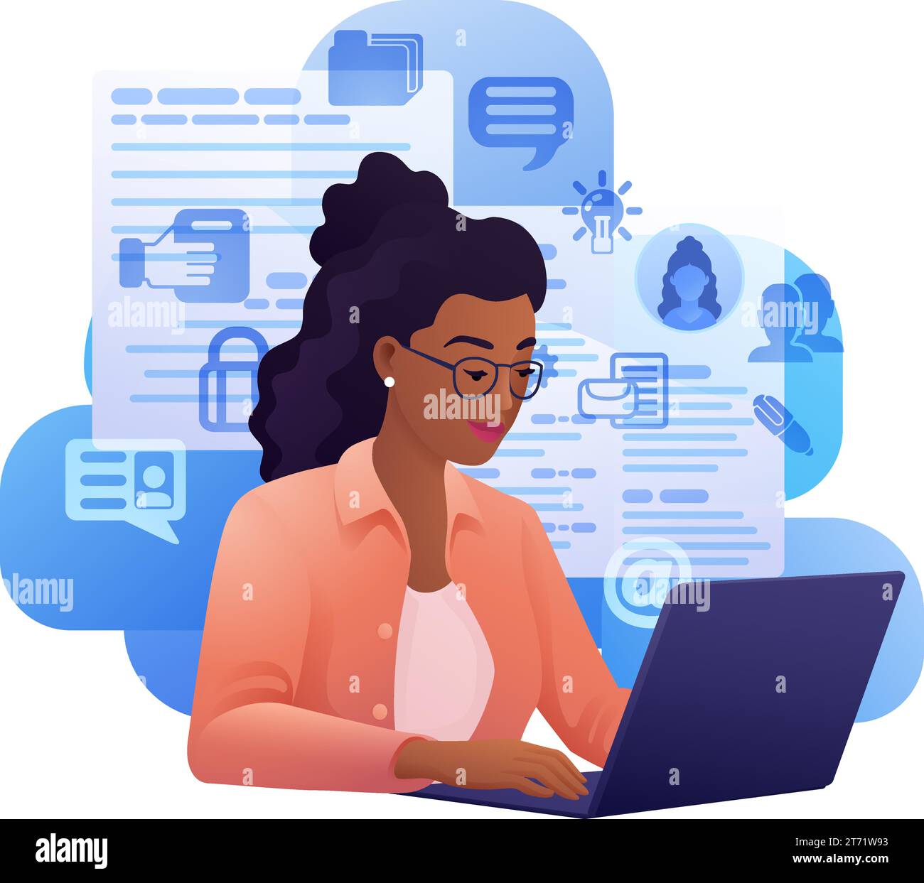 African american woman reading resume Stock Vector Images - Alamy