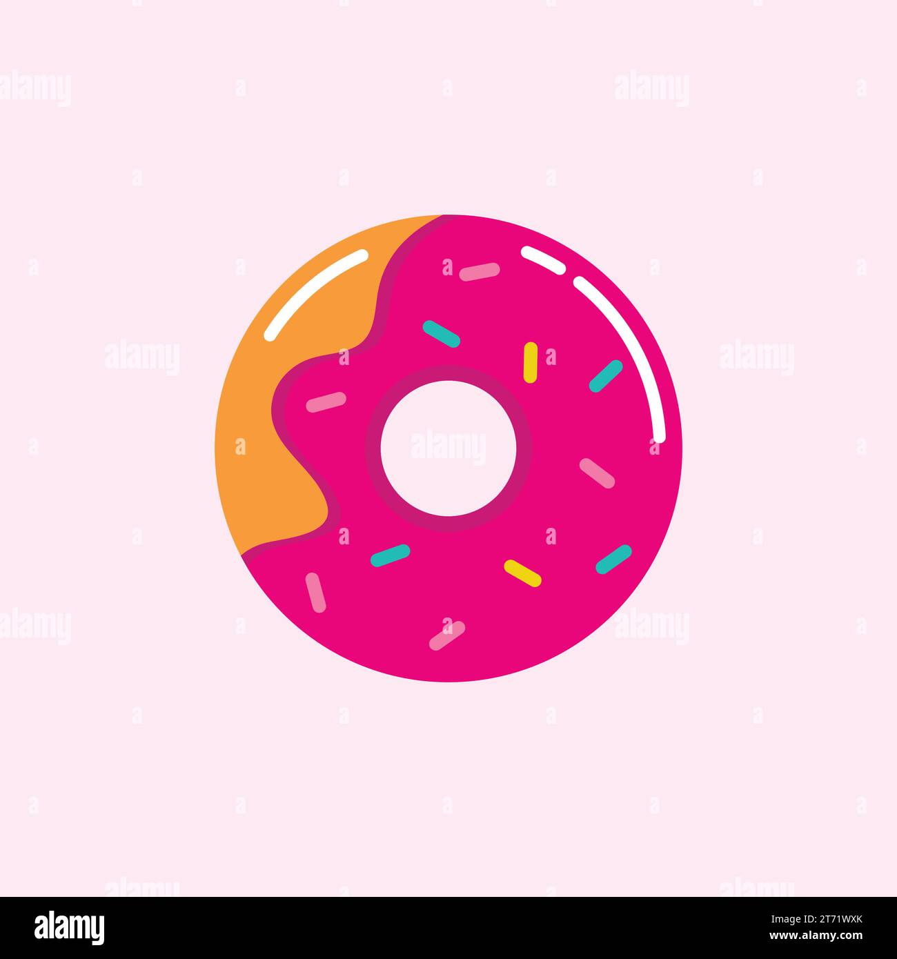 Sweet strawberry donut vector illustration. American traditional food ...