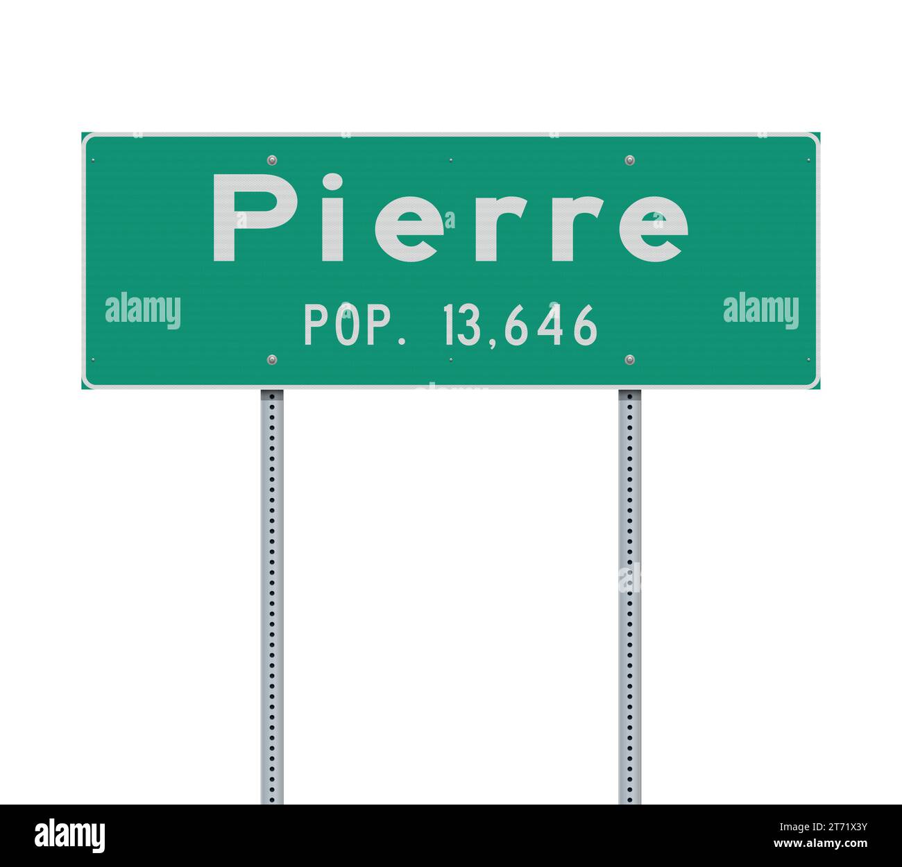 Vector illustration of the Pierre (South Dakota) green city road sign ...