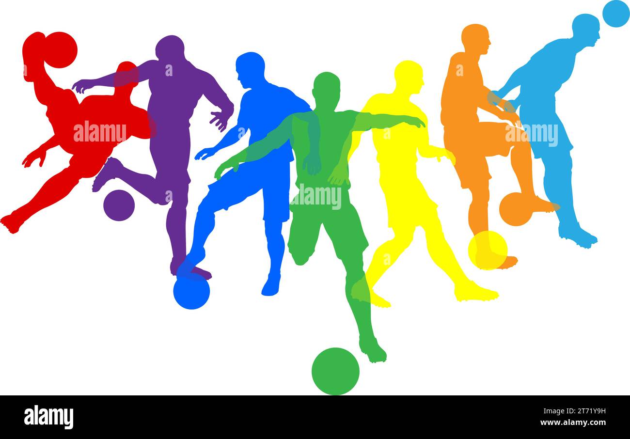 Soccer Football Players Men Silhouettes Concept Stock Vector Image ...