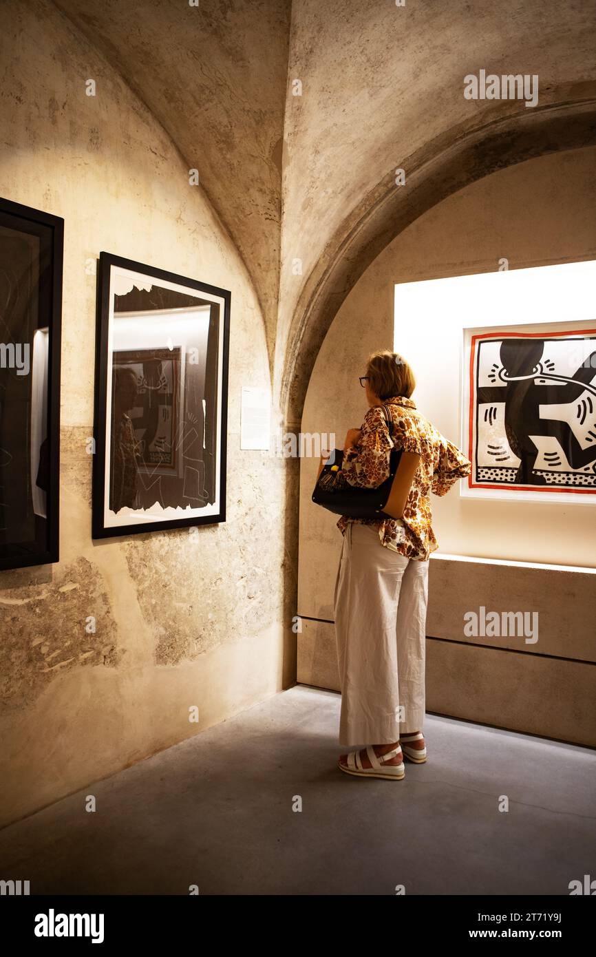 Exhibition of artwork by artist Keith Haring Painter, Parma Italy Stock ...