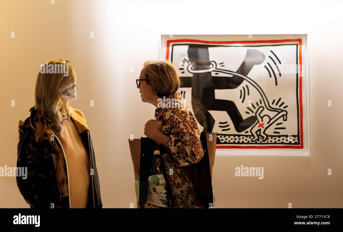 Exhibition of artwork by artist Keith Haring Painter, Parma Italy Stock ...