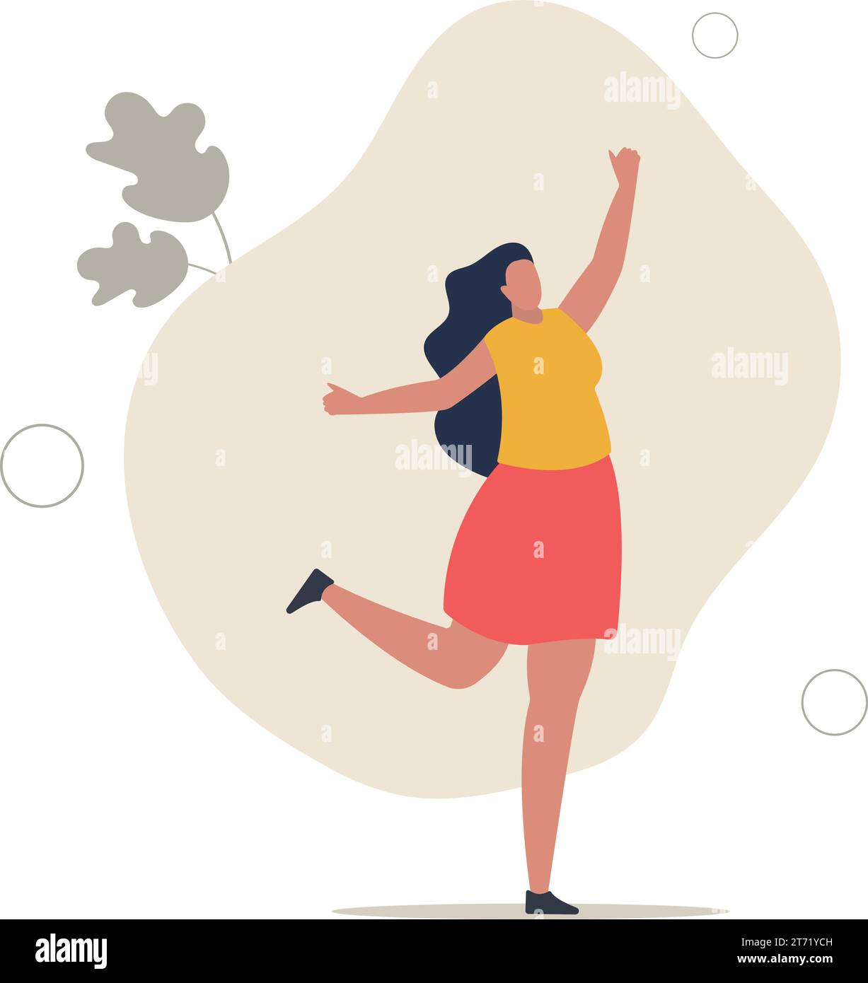 happy woman dancing. Positive emotions.active cartoon character Stock ...