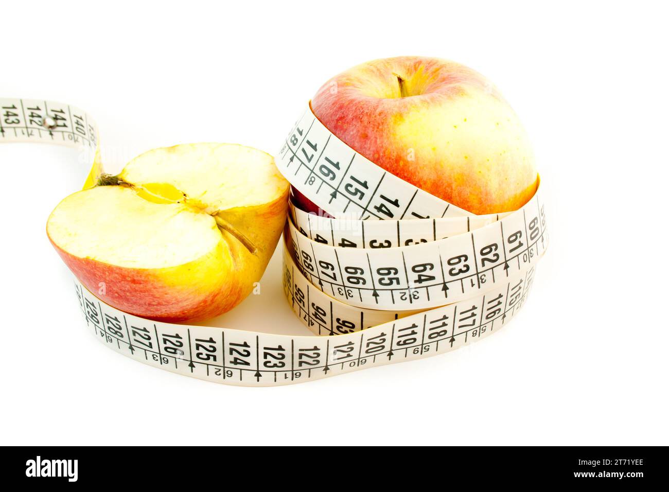 detail an apple with a measuring tape; detail an apple with a measuring ...