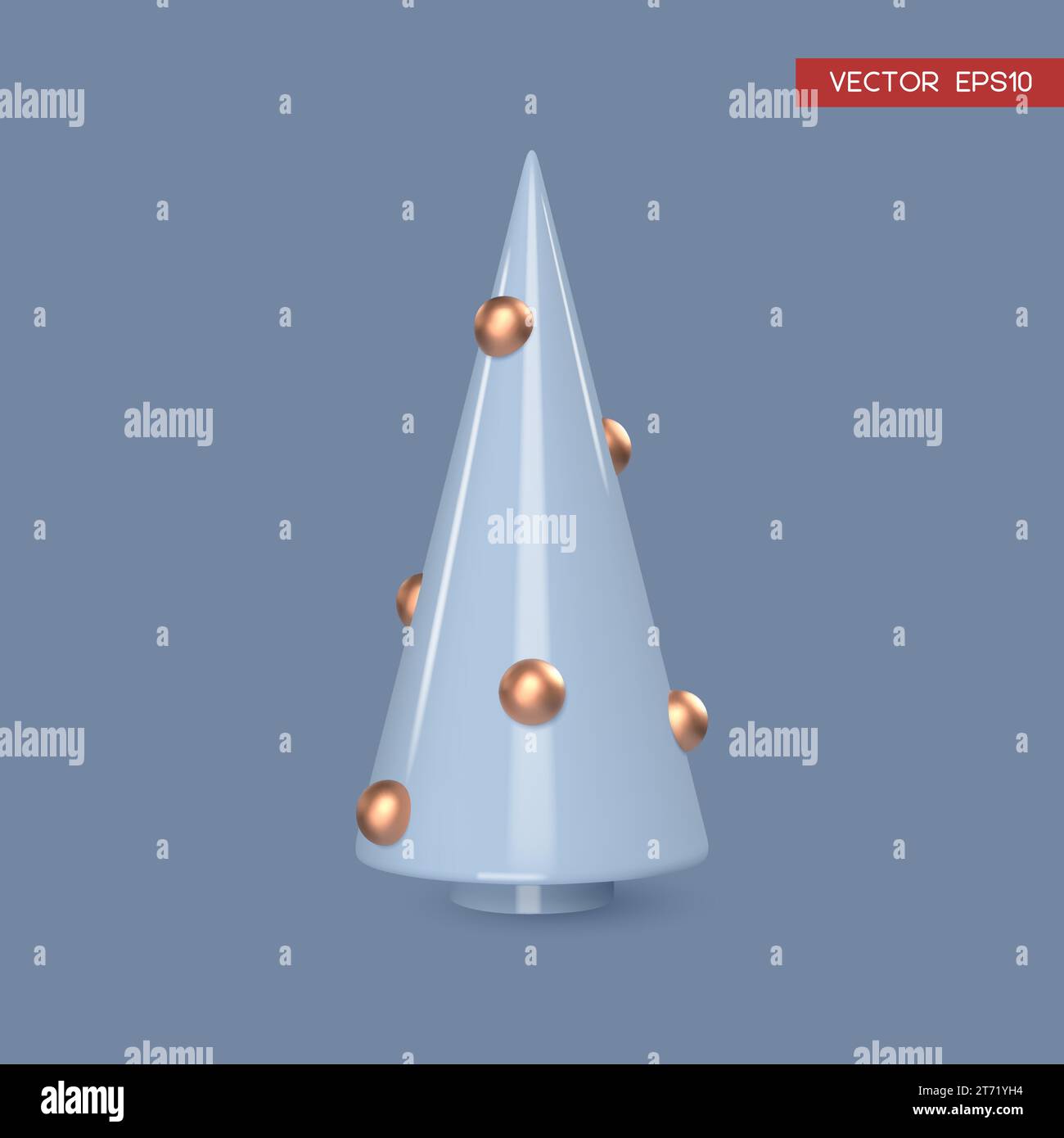 Glossy blue Christmas tree decorated gold balls Stock Vector Image ...