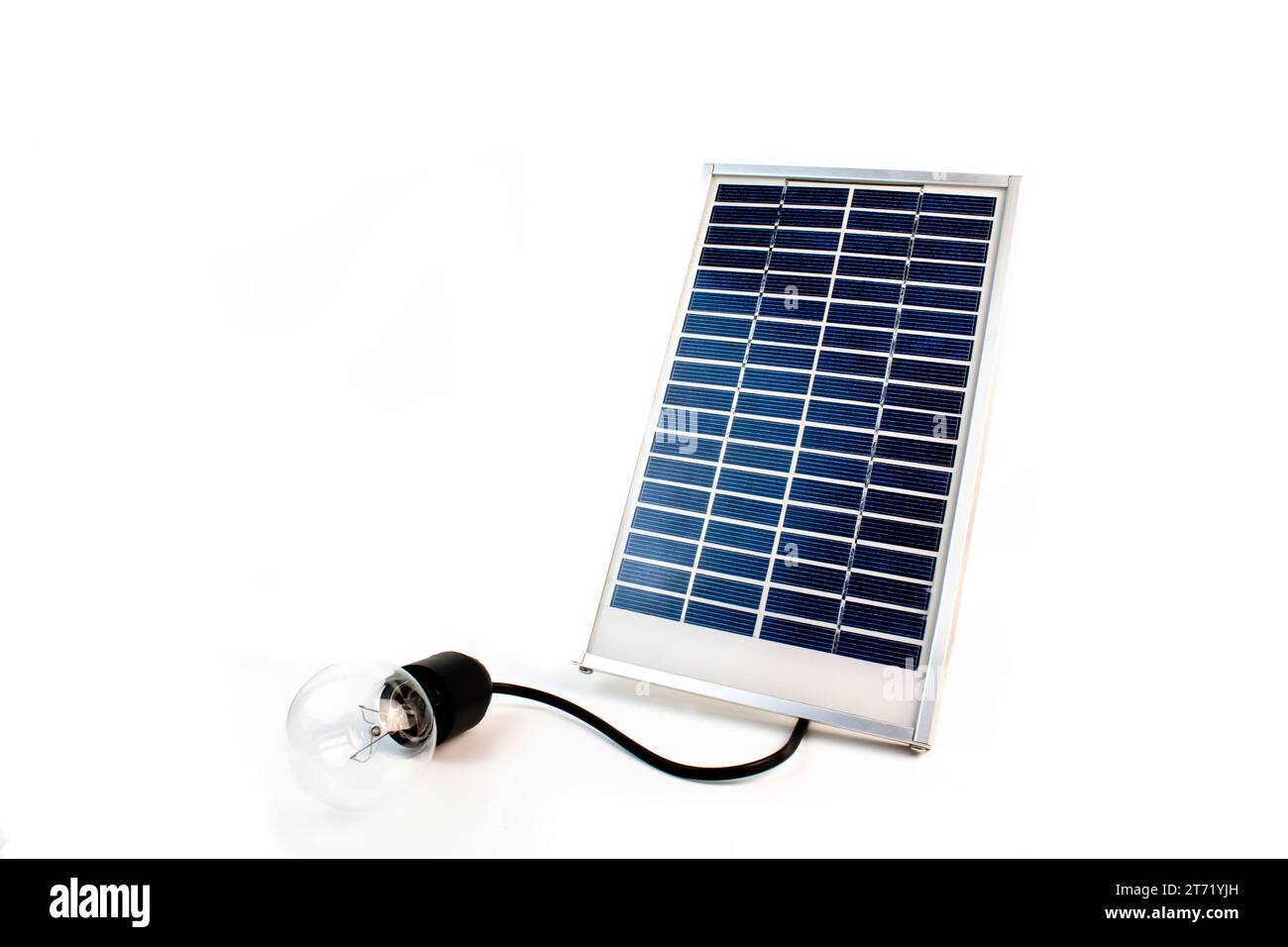 detail of a photovoltaic panel with a light bulb; detail of a ...