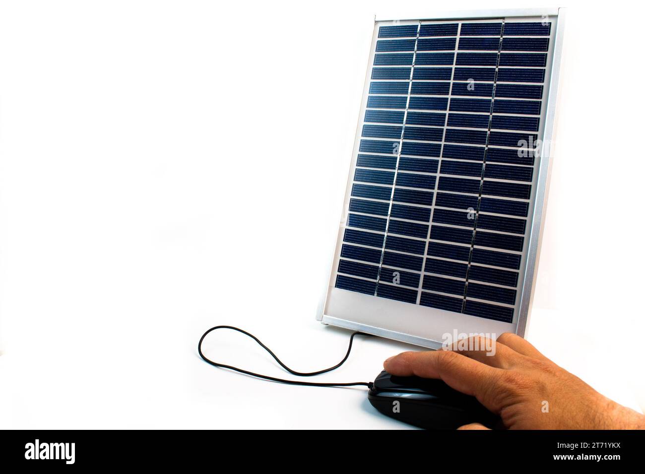 detail of a photovoltaic panel with a computer mouse online; detail of ...