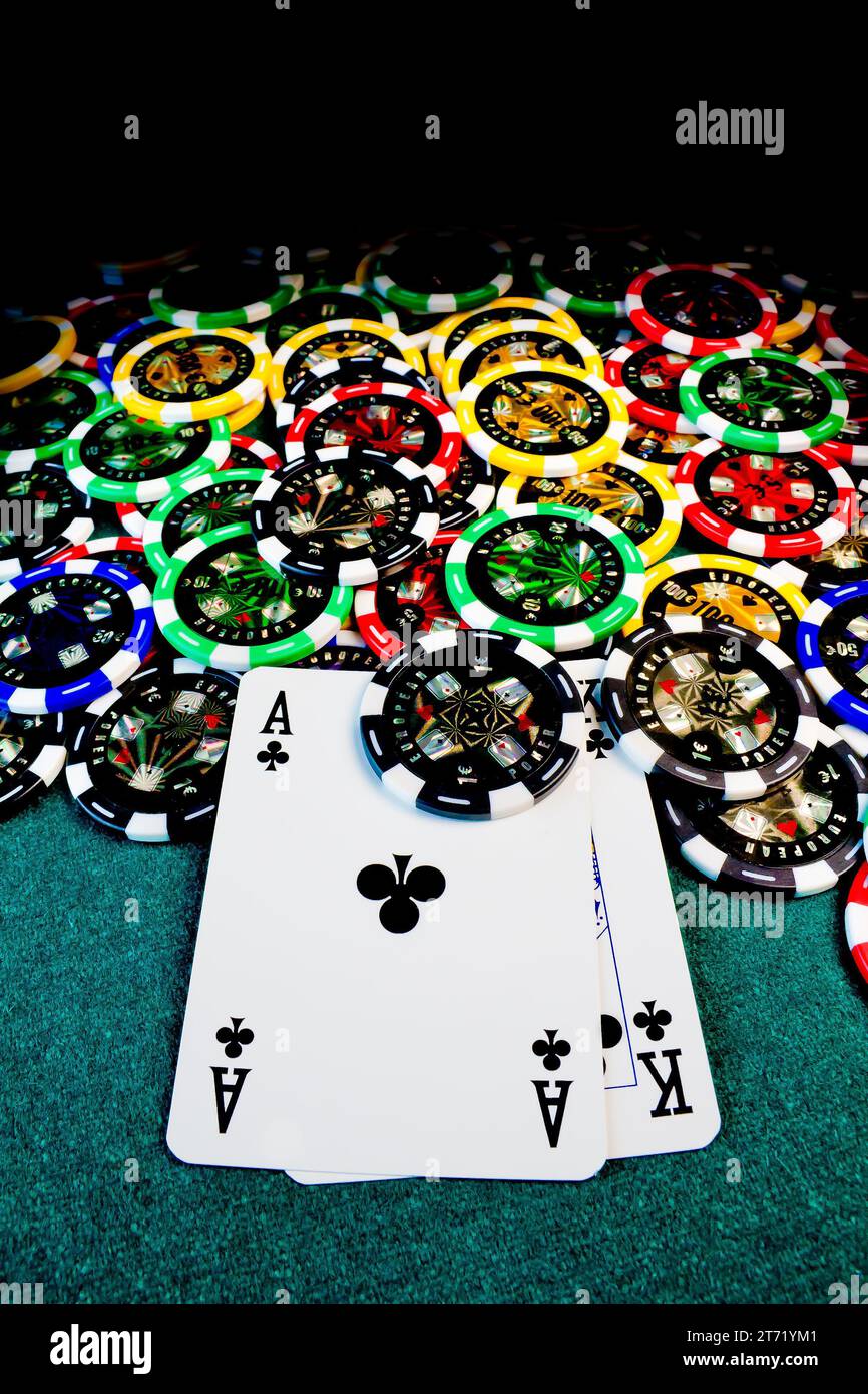 Big slick, Ace-King, surrounded by poker chips; Big slick, Ace-King ...