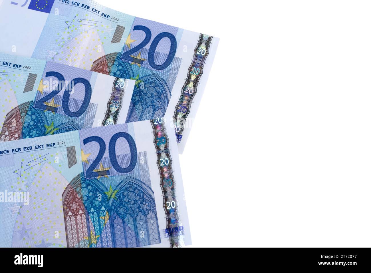 20 euro banknotes on white background Stock Photo - Alamy