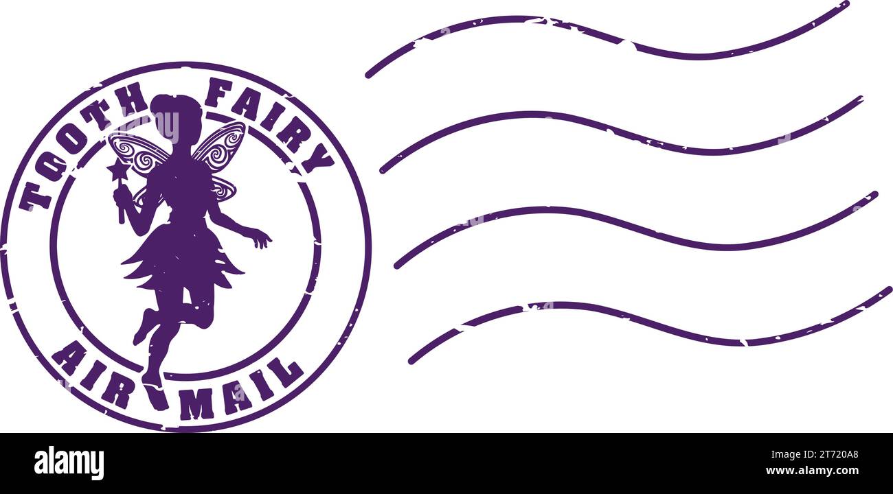 Tooth Fairy Silhouette Letter Postage Post Stamp Stock Vector Image ...