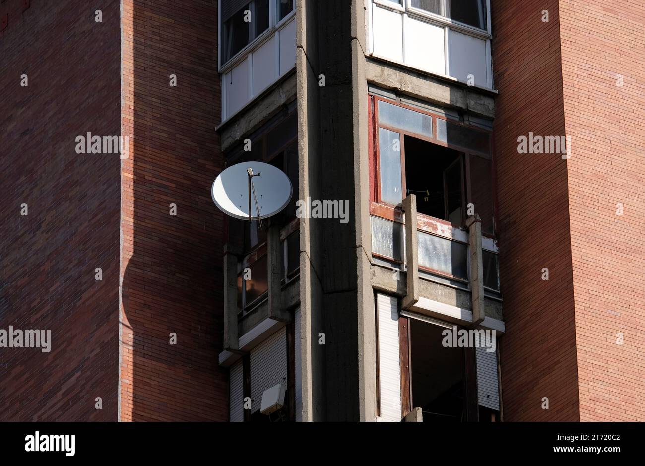 Window with a satellite dish in Skopje, North Macedonia Stock Photo - Alamy